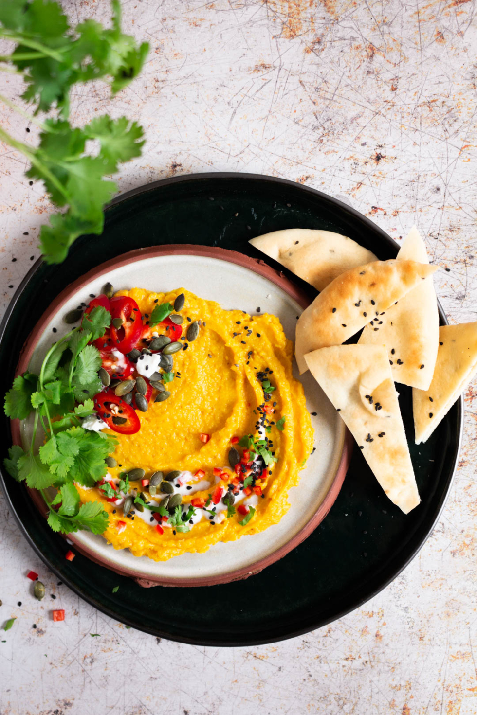 Dip van pompoen met mango en kokos - Een lepeltje lekkers